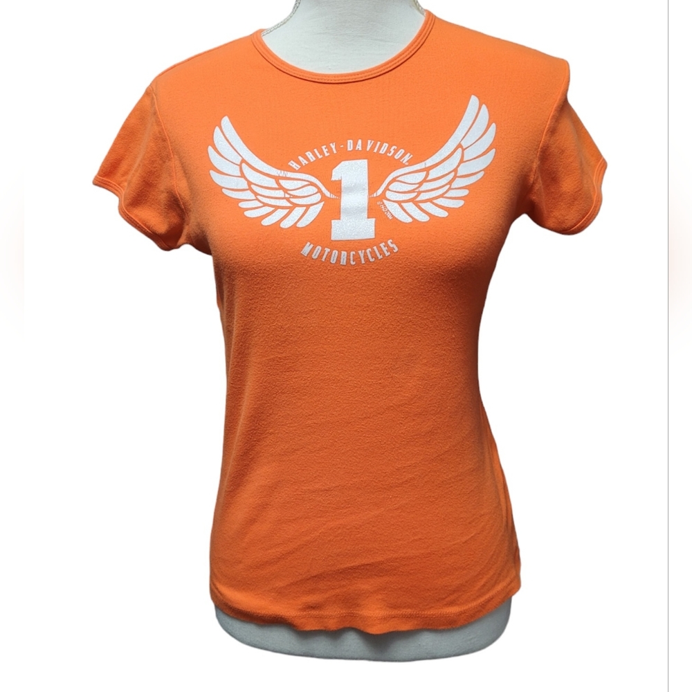 Vintage Y2k Early 2000s Orange Glitter Harley-Davidso… - Gem